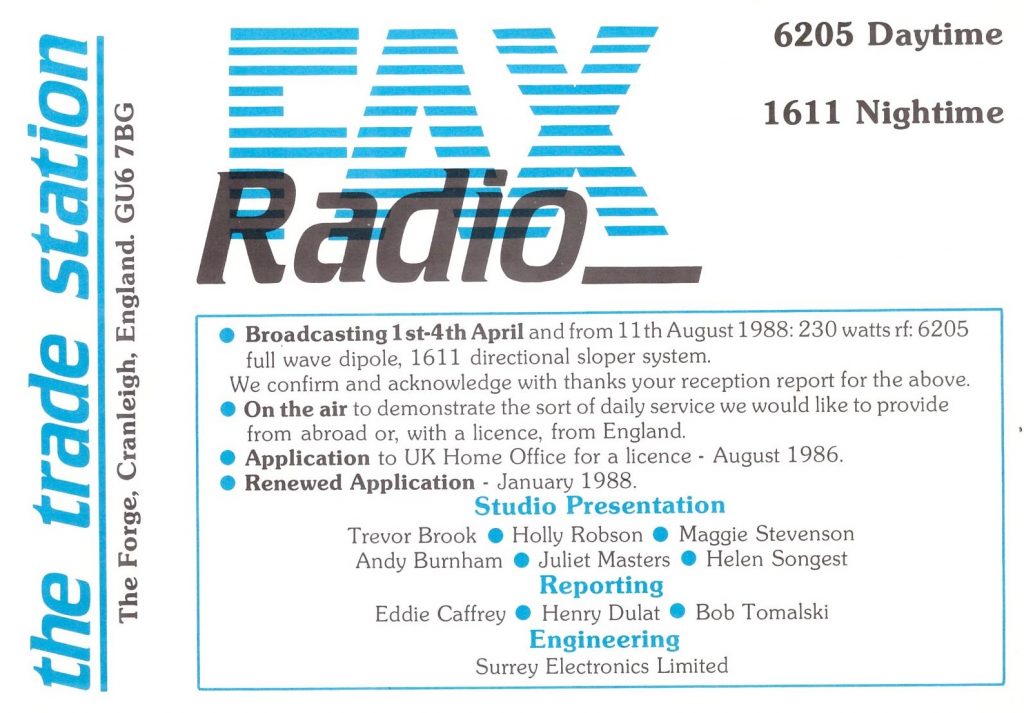 Lennart’s Radio FAX QSL card and letter | The SWLing Post