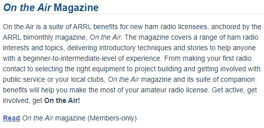 On The Air: ARRL’s excellent magazine for newcomers…only available ...
