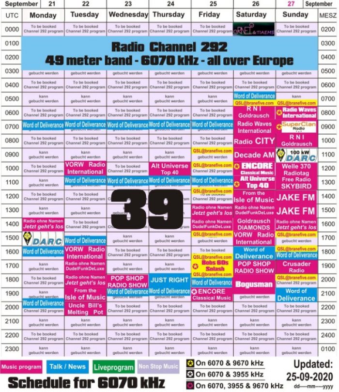 This weekend: Brane Five broadcast on Channel 292 and WRMI | The SWLing ...