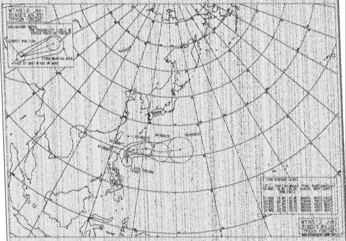 Radiofax images of Typhoon Surigae from the Japan Meteorological Agency ...