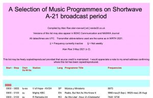 Alan Roe’s A21 season guide to music on shortwave (version 2 update ...