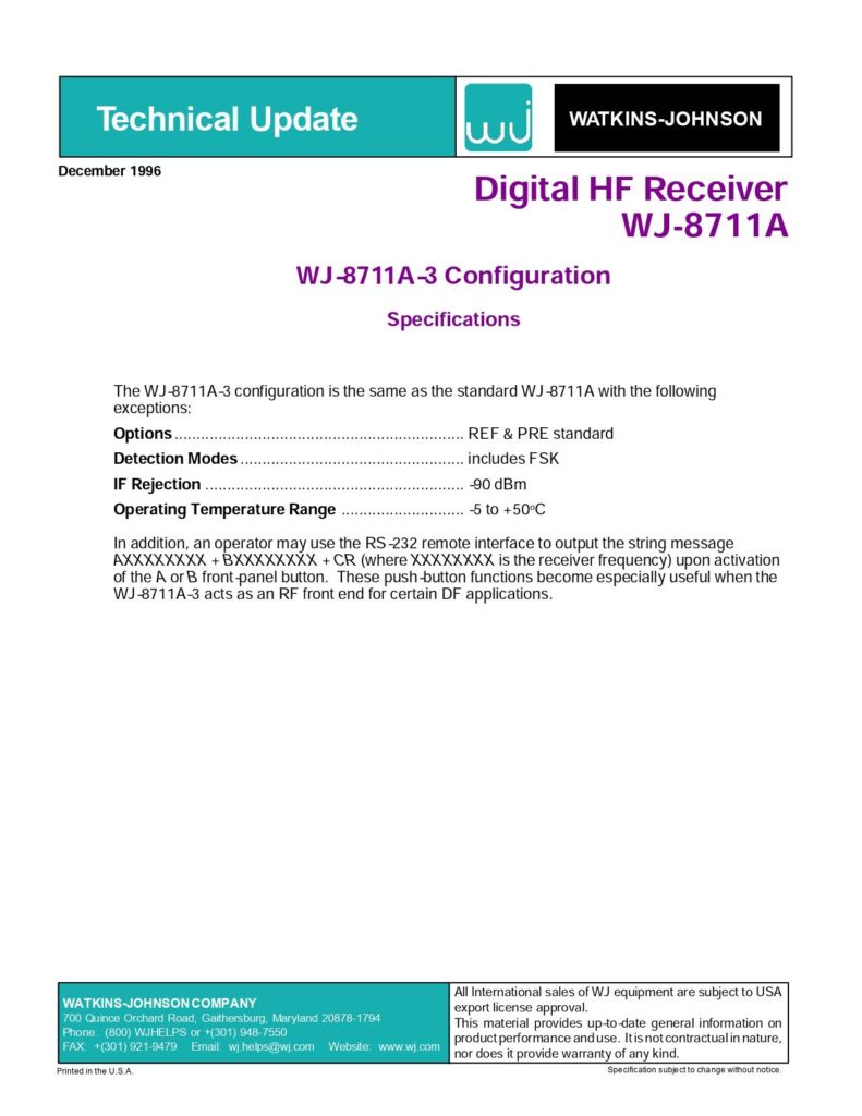Comparing the Watkins-Johnson WJ-8711 & WJ-8712 with TEN-TEC RX-340 ...