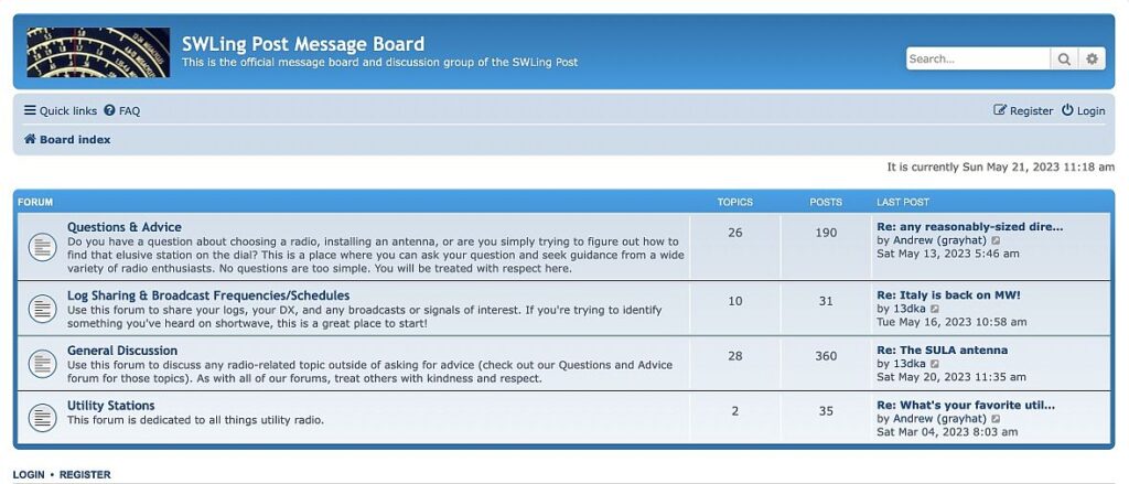 Reminder: The SWLing Post message board | The SWLing Post