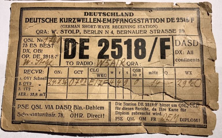 Bill’s Shortwave Listener QSL Cards | The SWLing Post